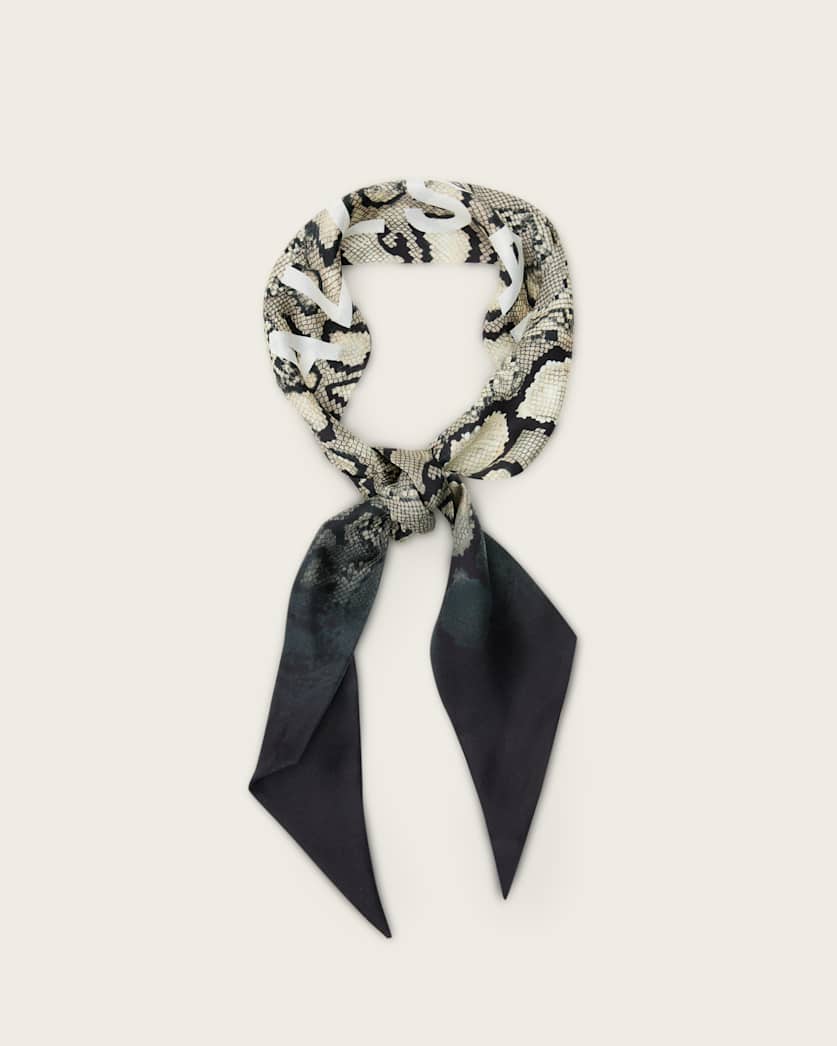 Flow Snake Print Logo Headscarf ECRU WHITE | ALLSAINTS